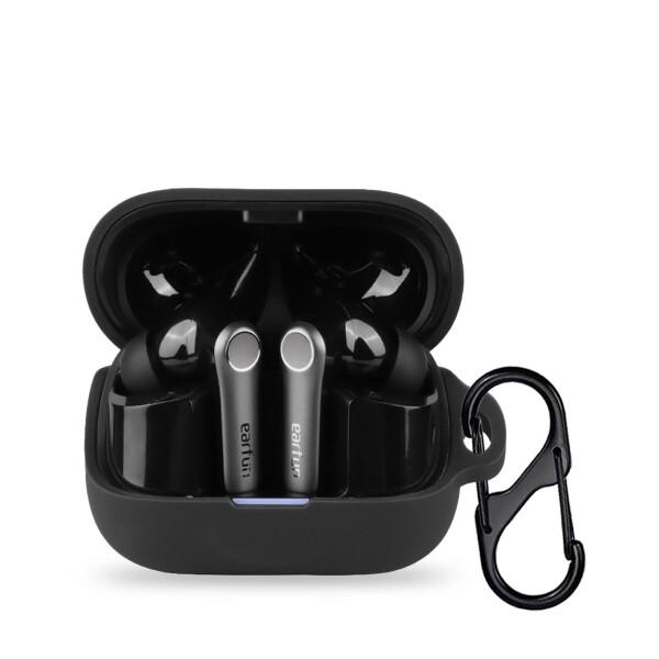 For EarFun Air Pro 4 Plus ケース カバー Mosasa EarFun Air Pro 4 Plus シリコン保護ケース 充電便利 全面保護 紛失防止 滑り止め 軽量 キズ防止 スリム 薄型 旅行 耐衝撃 防塵-ブラ...