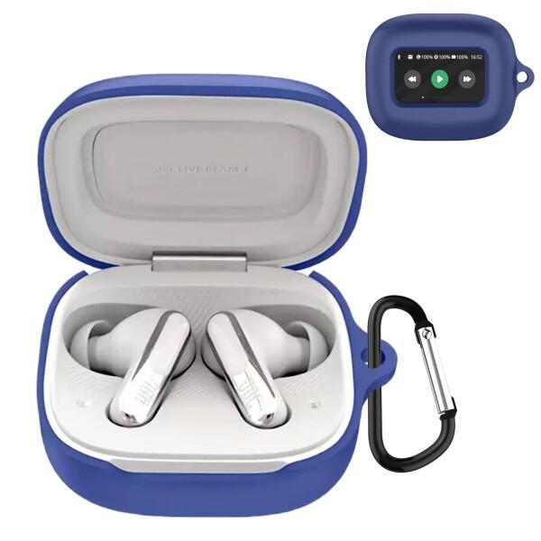 TOORQR For JBL LIVE BEAM3 ケース カバー JBL LIVE BUDS 3 シリコン素材 ケース JBL LIVE BEAM3 保護カバー 防水 防塵 落下防止 キズ防止 全面保護 軽量 カラビナ付き(ブルー)商品コ...