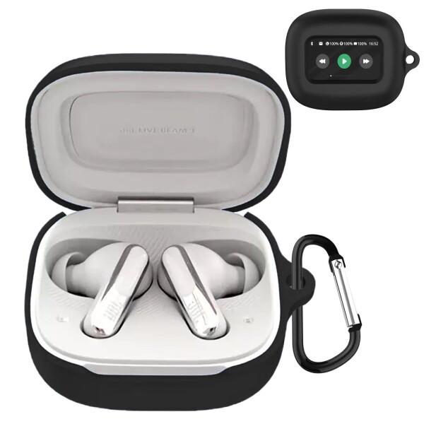 TOORQR For JBL LIVE BEAM3 ケース カバー JBL LIVE BUDS 3 シリコン素材 ケース JBL LIVE BEAM3 保護カバー 防水 防塵 落下防止 キズ防止 全面保護 軽量 カラビナ付き(ブラック)商品...