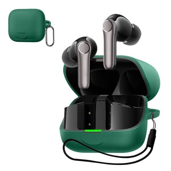 For Earfun Air Pro 4+ ケース カバー KONXISA Earfun Air Pro 4+ 用 シリコン ケース 耐衝撃 防水防塵 ウォッシャブル （カラビナ付き+ストラップ付き ） 着用しやすい 装着充電可能 持ち運び...