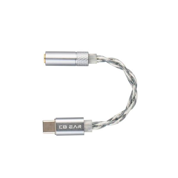 KBEAR P30 タイプc 変換 イヤホン タイプc イヤホンジャック 2芯5N無酸素銅銀メッキオーディオ変換ケーブル Type-C to 3.5mm CX31993 DACチップ搭載 32bit/384kHz｜ダイナミックレンジ/117...