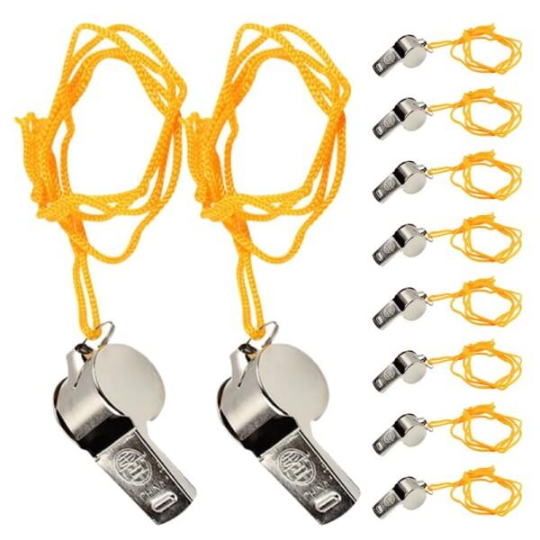 Frcolor ホイッスル 笛 10個セット 金属 超軽量 大音量 口笛 緊急訓練 防災 救援 審判用ホイッスル アウトドア スポーツ用品 学校用 ネックストラップ付き商品コード：66081048832カラー：ゴールデンクリアで大きな音量:...