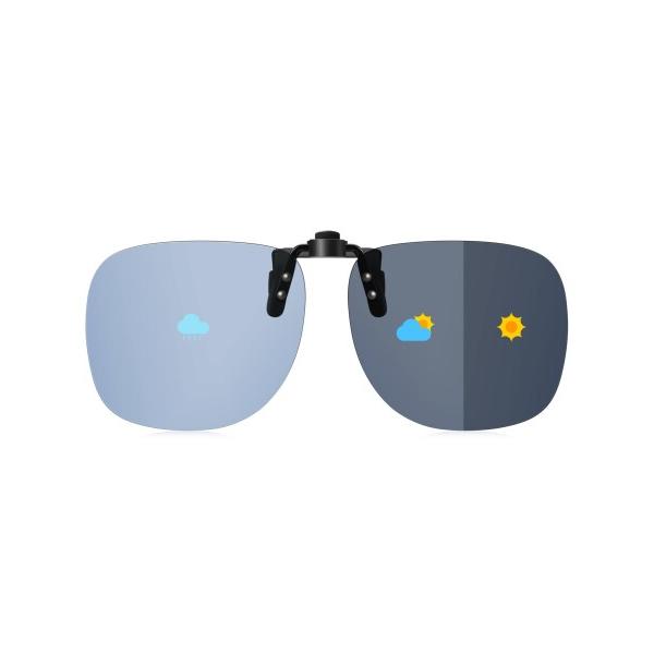 (TINHAO) クリップオン サングラス 偏光レンズ 調光レンズ UV400 跳ね上げ メガネ取付用 昼夜兼用 運転用 アウトドア用 メガネ装着 軽量 (ライトブルー)商品コード：66081048860サイズ：57mmカラー：ライトブルー...