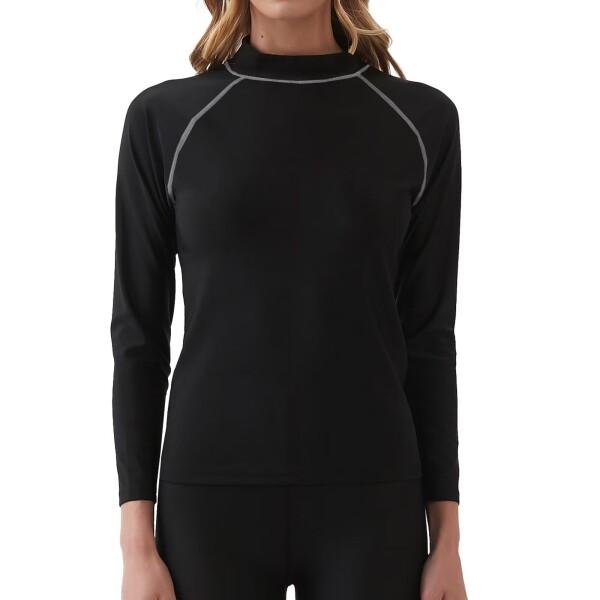 (Sillictor) ラッシュガード レディース 水着 長袖 ラッシュ シャツ オーバーウェア UVカット スイムウェア コンプレッション プール 海 海水浴 日焼け対策 夏服 水陸両用 (UVカット・冷感速乾) yc116blk-gr-...