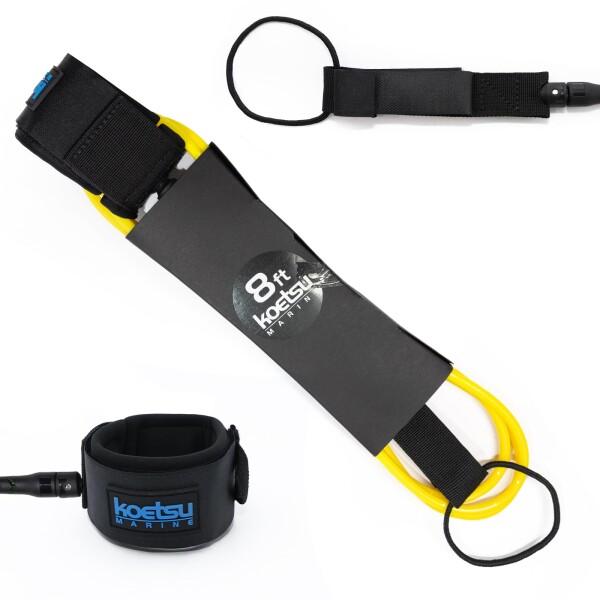 KOETSU リーシュコード リーシュコード サーフボードリーシュ 6ft/7ft/8ft/9ft | 7mm 超高強度コード &amp; 360度回転スワベル | 競技用 絡みにくい設計 | 中〜大波対応 (緑, 8FT)商品コード：66...