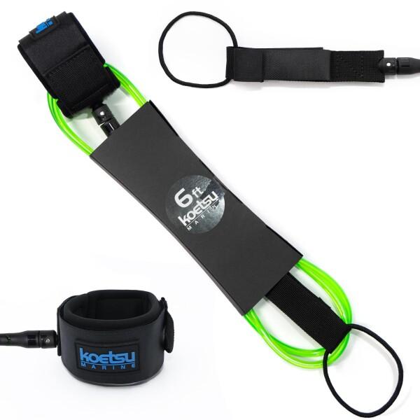 KOETSU リーシュコード リーシュコード サーフボードリーシュ 7ft | 7mm 超高強度コード &amp; 360度回転スワベル | 競技用 絡みにくい設計 | 中〜大波対応（緑）商品コード：66081060282型番：6ft-gr...