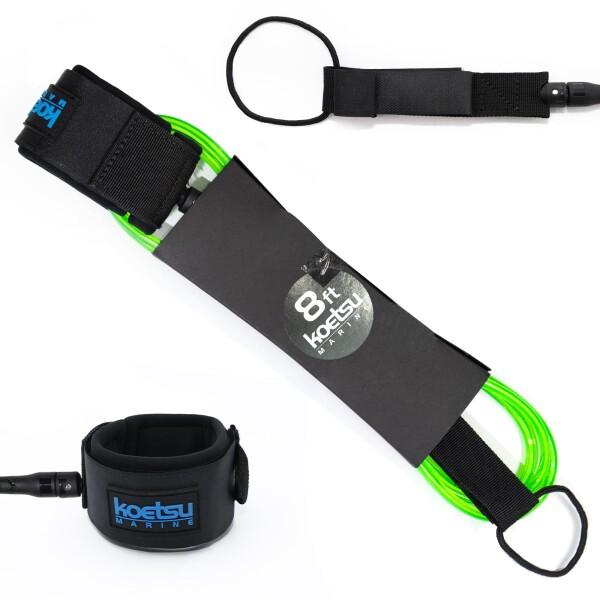 KOETSU リーシュコード リーシュコード サーフボードリーシュ 6ft/7ft/8ft/9ft | 7mm 超高強度コード &amp; 360度回転スワベル | 競技用 絡みにくい設計 | 中〜大波対応 (黄, 8FT)商品コード：66...
