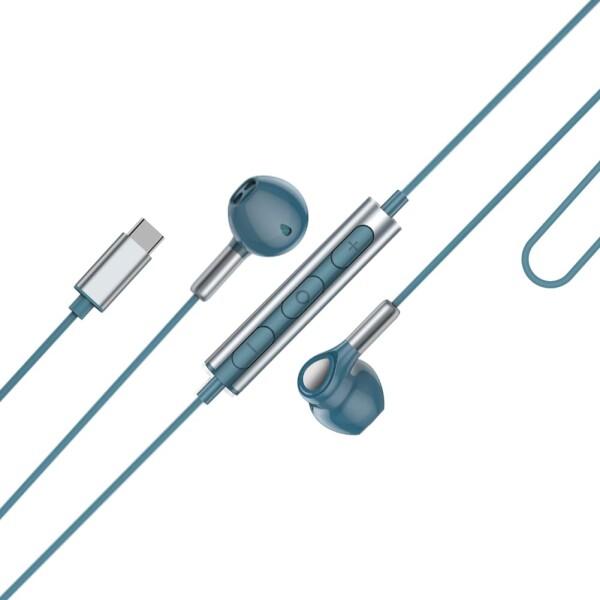 Laza-Vally TYPE C有線イヤホン、マイクリモコン付き、 TYPE C端子搭載のパソコンPCイヤホン、 アンドロイドスマホ、アイホンiPhone 17 16 15/iPad Pro Air またはMacbookなど対応 「ブルー...