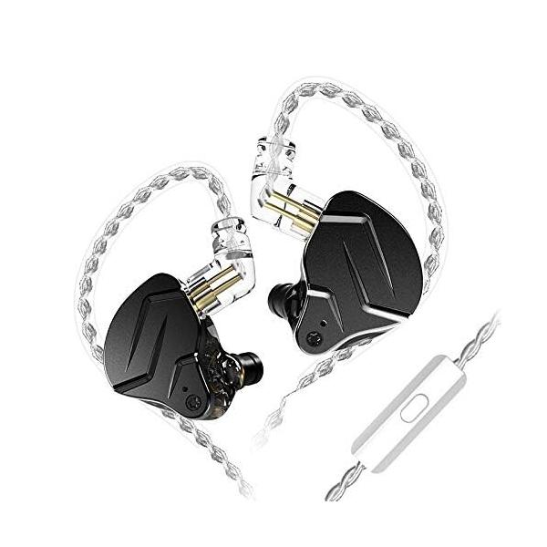 CCA KZ ZSN Pro X デュアルドライバー インイヤーイヤホン 1BA 1DD 有線イヤホン ハイファイ スポーツゲーミングイヤフォン スマートフォン・パソコン・タブレット対応 (マイク付き-3.5mm, ブラック)商品コード：6...