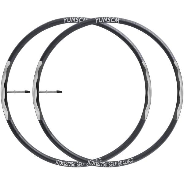 YunSCM 2 本,700 23c チューブ,700x18/25c 自己修復チューブ Self Sealing Tube,取り外し可能な仏式ロングバルブ60mm,700x18c/20c/23c/25c 自動的に修理の交換のための700mm...
