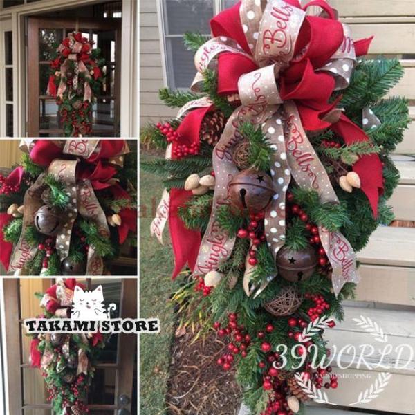 爆買 サイズ:約60cm/90cm素材：PVC、布、 松かさ華やかなリースは眺めるだけでクリスマス気分を演出してくれます。クリスマスリースには、魔よけと、豊作をお願うという意味があると言われています。ご自宅の玄関用、ドア、窓リースに、季節の...