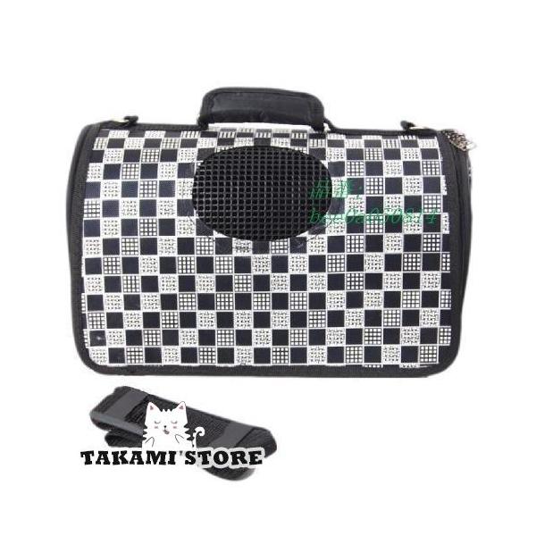 爆買 ごペット用 キャリーバッグ ドーム型 キャリーバック 折りたたみ式 犬 (m) セット商品 (白黒チェック柄） 猫用