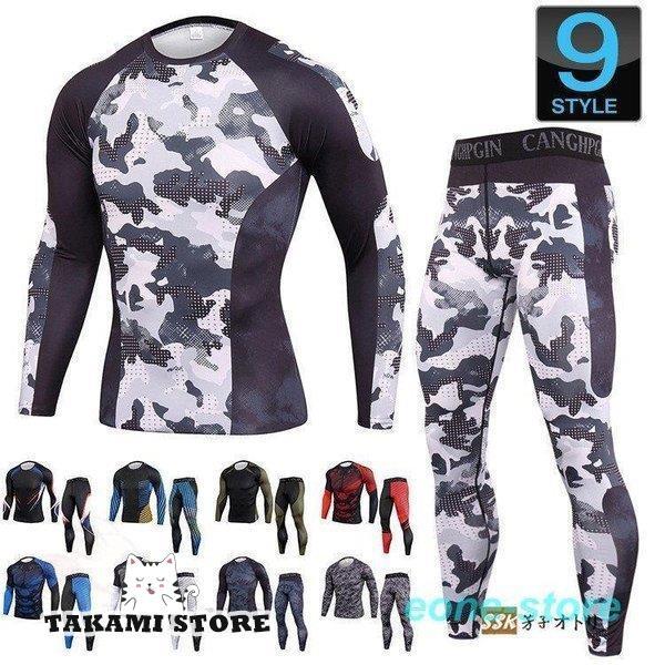 爆買 コンプレッションウェア 加圧Tシャツ タイツ ランニングウェア 上下セット メンズ 長袖 スポーツウェア 吸汗 速乾 保護素材：ポリエステル中国製~※日本サイズ表示ではなく、ご購入前にぜひともサイズ表をご確認ください。※お使いの画面と...