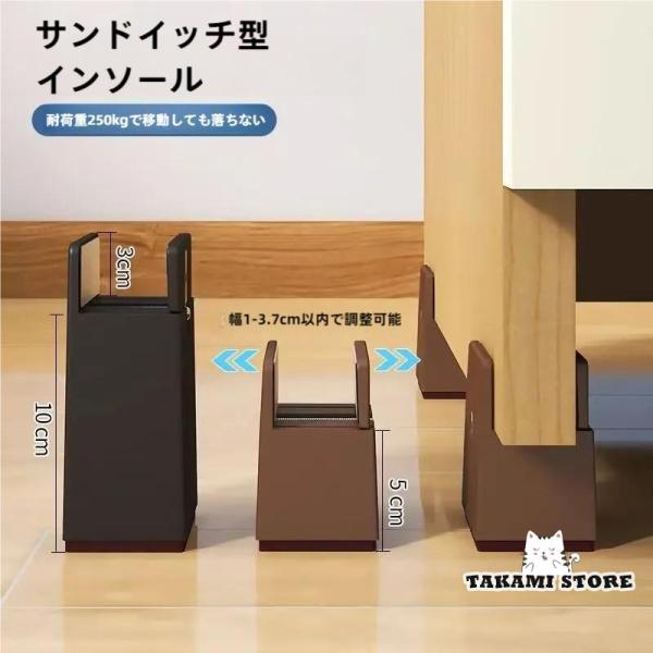 爆買 高さ調節 継ぎ脚 4個 高さ5cm 10cm 丸 角脚兼用 1~3.7cm幅適応 こたつ テーブル 机 脚 継ぎ足し ハイヒール 脚 延長 高さを上げる 便利グッズ インテリアに馴染む 日用品 リビング 寝室 耐荷重量 250kg 4...