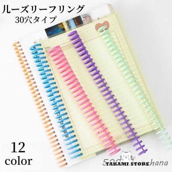 爆買 書類やノートをまとめられるルーズリーフリング30穴タイプです。市販のルーズリーフの穴に付けるだけで便利に使える！リング長さをハサミでカットして使用もできます◎サイズについて画像をご参照ください。素材についてプラスチックカラーについて生...