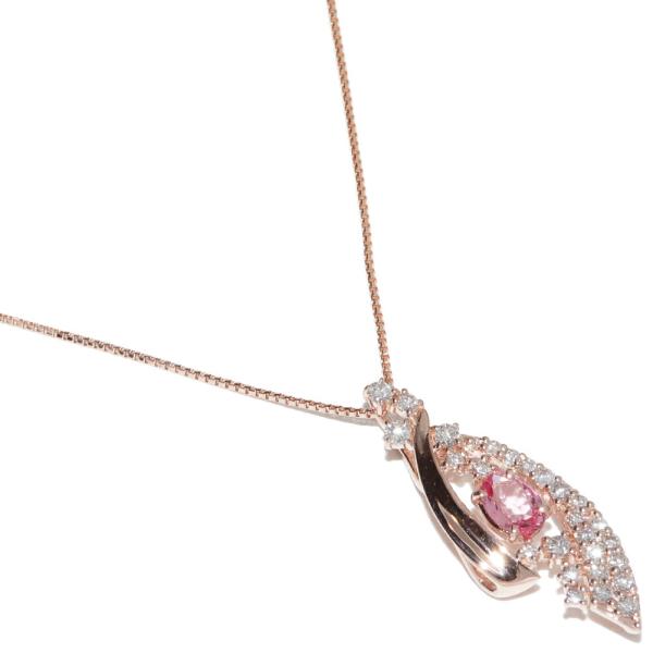 状態：新品仕上げ済みのため、綺麗な状態です。素材：K18PG(ピンクゴールド)宝石・石：天然ピンクサファイア0.225ct【9月の誕生石】 ダイヤ0.21ct ノンブランドジュエリー ネックレス