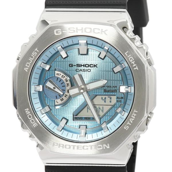 状態：大きく目立つダメージはなく、とても綺麗な状態です。文字盤：青文字盤 アナデジ文字盤 アイスブルー文字盤ムーブメント：クォーツケース素材：SS(ステンレス) 樹脂 黒ベルト素材：樹脂 黒機能：カレンダー/ソーラー/Bluetooth/C...