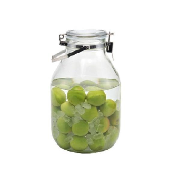 サイズ：胴径φ１７５×高さH２９５ mm蓋仕様：金属フック止め（シリコンリング）本体・蓋材質：ガラス金具：ステンレス / パッキン：シリコン使用例：果実酒(梅酒など)・保存瓶シリコンゴムのパッキンで密封度がとても良いです。食品や液体や粉末を...