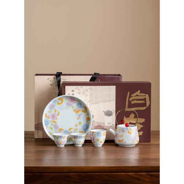 【商品内容】急須ｘ１　茶杯ｘ3　茶盤ｘ１【素材】セラミック【サイズ】急須ｘ1：口径約5cm    高さ約13.7cm  容量約228ml茶杯ｘ1：直径約5.9cm  高さ約5.7cm   容量約85ml茶杯ｘ2：直径約5.8cm  高さ約4...