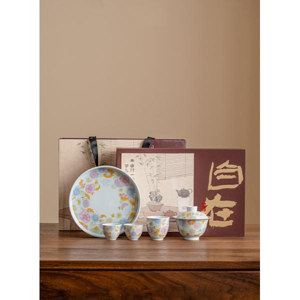 【商品内容】蓋碗ｘ１　茶杯ｘ3　茶盤ｘ１【素材】セラミック【サイズ】蓋碗ｘ1：直径約9.7cm  高さ約8.4cm  容量約165ml茶杯ｘ1：直径約5.9cm  高さ約5.7cm  容量約88ml茶杯ｘ2：直径約5cm    高さ約3.8...