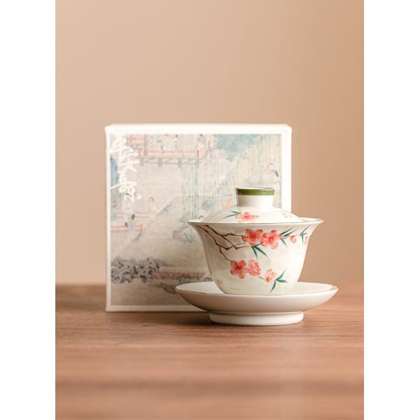 【素材】セラミック【サイズ】蓋碗：口径約9.5cm   高さ約6.5cm 容量約110ml ・出来る限り実物に近いお色で画像を掲載しておりますが、ＰＣモニターなどの環境等により、若干異なる場合がございます。予めご了承ください。・実際の製品は...