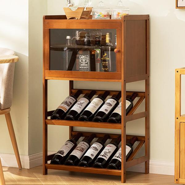 健康的な竹：ウイスキーラックは高品質の高山竹で作られており、環境に優しく、健康的で、臭いがありません。上部は純粋な竹ラミネートで、より多くの収納スペースを提供します。竹素材は細かく研磨され、防湿処理が施されており、表面は滑らかでバリがなく、...