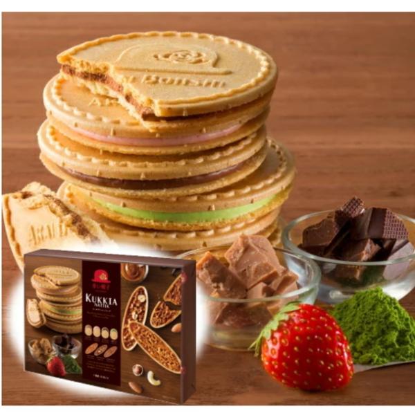 赤い帽子KUKKIA・クッキア&amp;ナッティア 7種35枚入商品：合計35枚 クッキア　（ミルクチョコ、いちごチョコ、ダークチョコ、抹茶チョコ 各5枚入り）、ナッティア　（バニラアーモンド 9枚入り、キャラメルナッツ、メープルココナッツ...