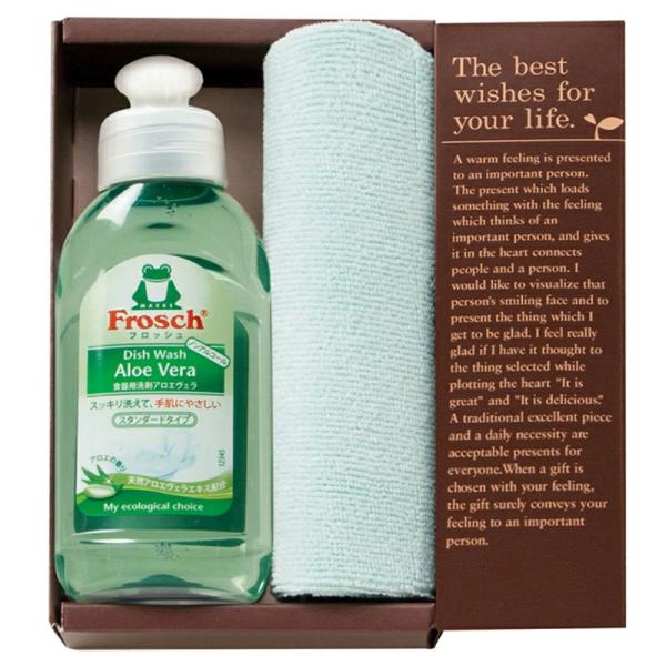 Frosch　フロッシュキッチン洗剤ギフトサイズ●現品（マイクロファイバークロス）約２５×２５ｃｍ材質●マイクロファイバークロス＝ポリエステル８０％・ナイロン２０％内容●マイクロファイバークロス１枚・キッチンウォッシュ（１００ｍｌ）１本　【...