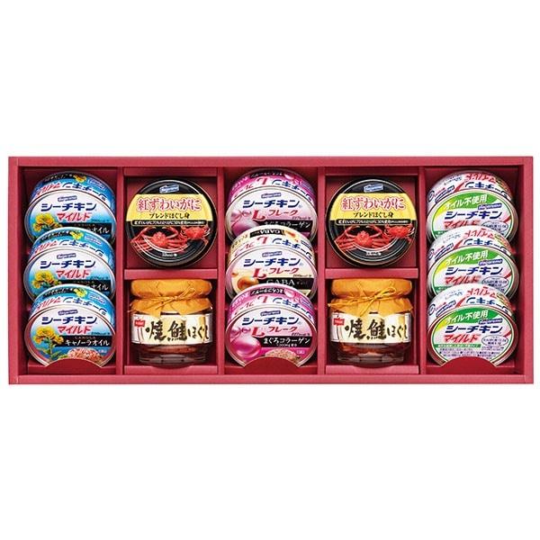 はごろもフーズ　シーチキンバラエティギフトサラダやおつまみなど色々なお料理に使用できるシーフードを詰め合わせました。食卓が華やぐギフトです。商品詳細シーチキンマイルドキャノーラオイル・オイル不使用シーチキンマイルド各3缶・シーチキンLフレー...