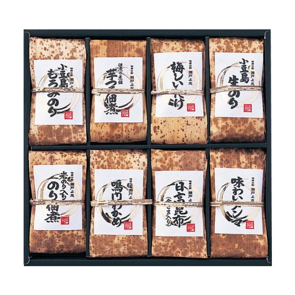 山海の幸を小豆島特産の醤油でじっくり炊き上げました。小豆島の味と香りを食卓でお楽しみください。安田の佃煮 内容●小豆島もろみのり１４０ｇ・芋つる佃煮１４０ｇ・梅しいたけ１００ｇ・小豆島生のり１４０ｇ・岩のり入りのり佃煮１５０ｇ・鳴門わかめ１...