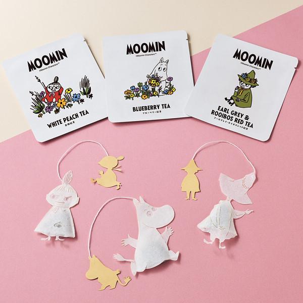 ムーミン谷の仲間たちの形をしたかわいいフレーバーティー。甘酸っぱい香り広がるブルーベリー紅茶と、白桃紅茶、ノンカフェイン　アールグレイ・ルイボスレッドの３種をセットで。【ムーミン好きさんに贈るギフトにぴったり！】可愛いムーミンたちが紅茶にな...