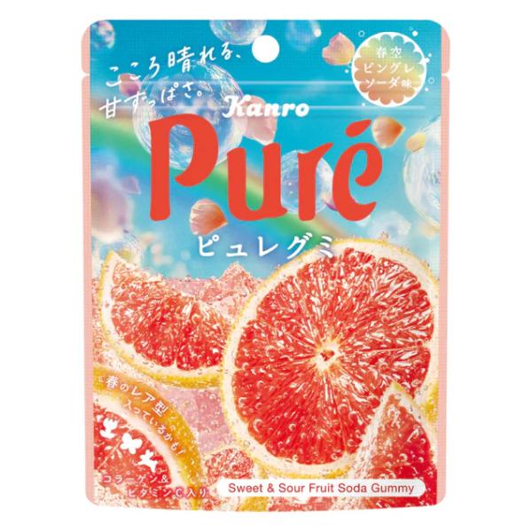 甘ずっぱいピングレ×爽やかソーダが華やかな味わい6入×24個まで１個口でお送りできます！北海道・沖縄は配送不可です。ピュレグミ 春空ピングレソーダ ピンクグレープフルーツ ソーダ ソーダグミ ドリンクグミ フルーツグミ カンロ ピュレグミ ...