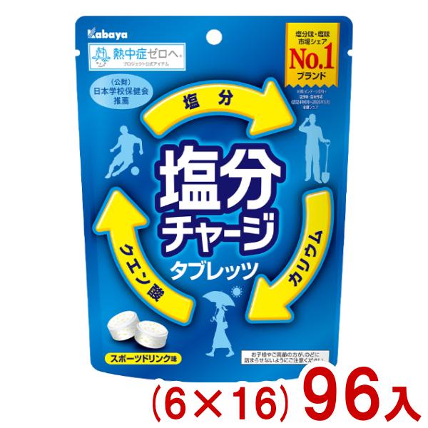熱中症予防対策！外や暑いところの作業の多い方に！東北を除く本州・四国・九州は送料無料！北海道・沖縄は配送不可、東北は別途送料200円(税別)がかかります。塩分チャージタブレッツ 塩分チャージタブレット 塩タブレット 塩分タブレット カバヤ ...