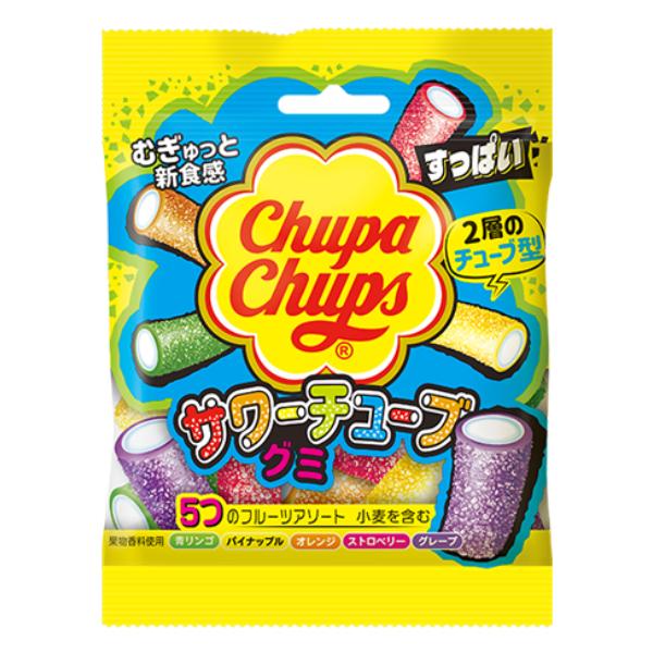 2層のチューブ形状とサワーパウダーを組み合わせた、むぎゅっとした新食感のグミ10入×8まで１個口でお送りできます！北海道・沖縄は配送不可です。チュッパチャプス サワーチューブグミ カラフル グミ チュッパチャプスグミ サワーグミ フルーツグ...