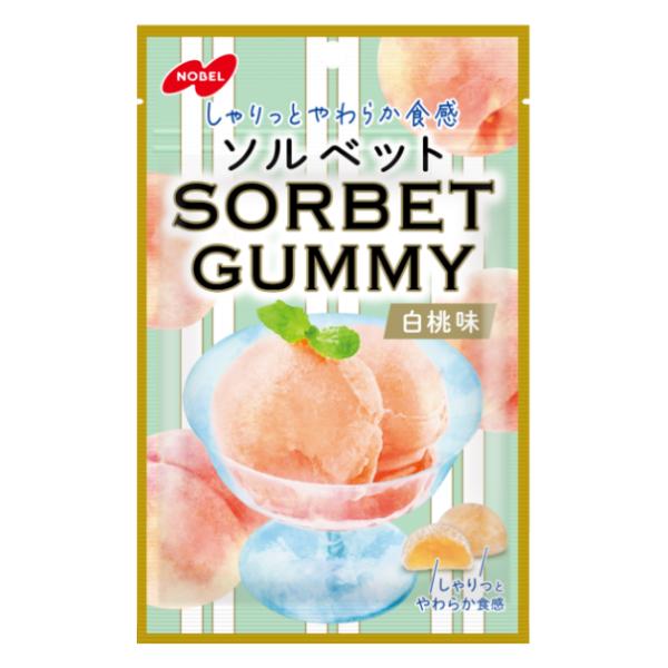 まるでソルベを食べているようなグミ6入×12まで１個口でお送りできます！北海道・沖縄は配送不可です。ソルベット グミ 桃グミ ピーチグミ ノーベル製菓 ソルベットグミ ボンボン フルーツグミ 白桃グミ パリパリ グミ SNS 話題 お菓子 ...