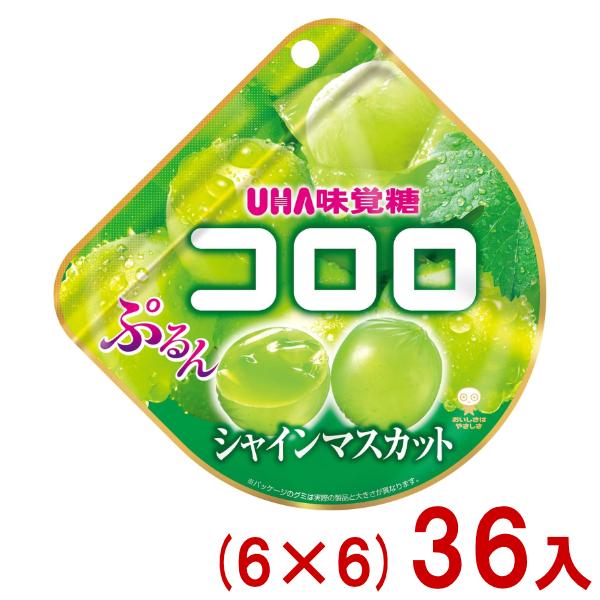 果実まるごと食べるようなジューシー感と果汁感東北を除く本州・四国・九州は送料無料！北海道・沖縄は配送不可、東北は別途送料200円(税別)がかかります。コロロ マスカット コロロシャインマスカット フルーツグミ UHA味覚糖 味覚糖 コロロマ...