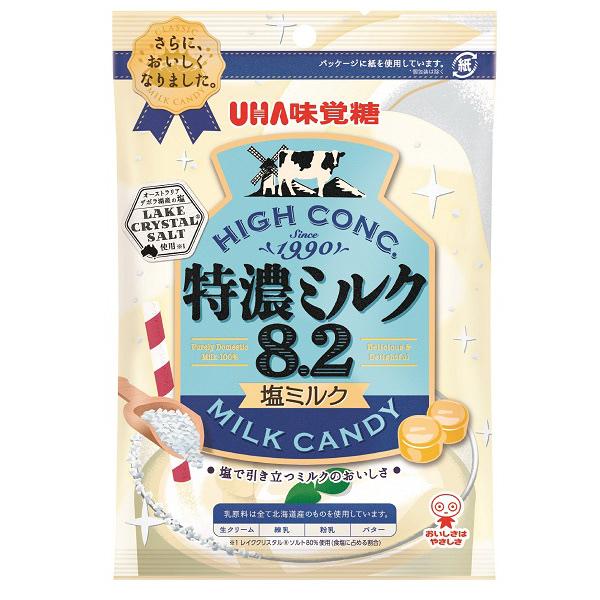 こだわりの乳原料と塩がミルクのおいしさを引き立てます。6入×12まで１個口でお送りできます！北海道・沖縄は配送不可です。UHA味覚糖 特濃ミルク 特濃ミルク塩 ミルクキャンディ ミルク飴 塩ミルク キャンデー アメ あめ お菓子 おやつ ま...