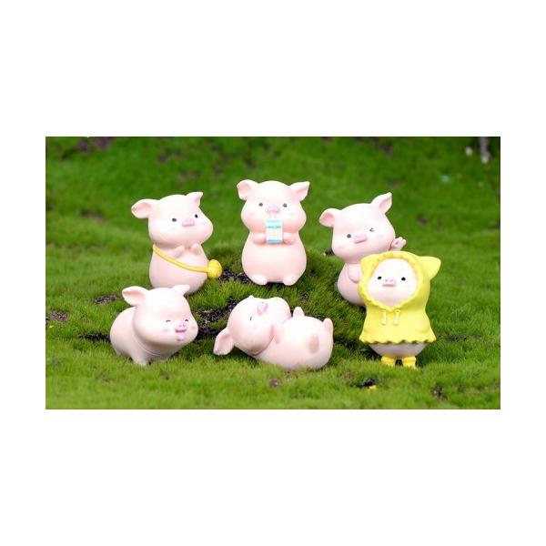 ■商品詳細セット内容：6体フィギュアサイズ：約3.9*4.3cm材質：プラスチック生産国：中国自立して立ちますが、苔の上で使用する場合は固定針もしくは固定棒を付けると飾りやすくなります。とてもキュートな表情です。テラリウム 苔盆栽 箱庭に飾...