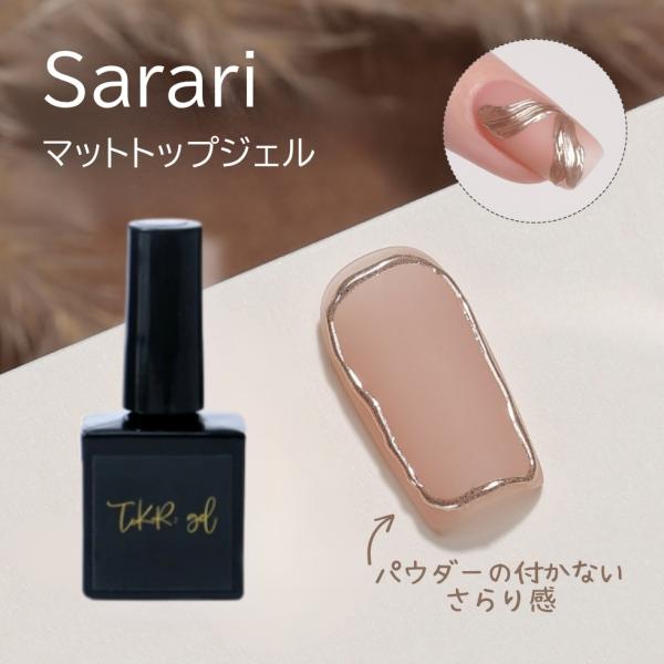 サラっとした仕上がりのマットジェル【Sarari】ミラーパウダーが付着しても、ブラシで払うことができるので、パウダーを使った施術がしやすくとっても便利です。汚れにくく、光の反射も抑えたマット感は、上品な雰囲気のネイルにピッタリです、【ITE...