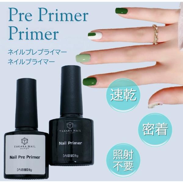 ジェルネイルを長持ちさせたい！そんなあなたにおすすめしたい、プレプライマー＆プライマープレプライマー：油分と汚れを落としてネイルの表面を清潔に保ち、雑菌の繁殖を防ぎます。塗布後は15秒程度で速乾、自然乾燥。ジェルやスカルプチュアを長持ちさせ...