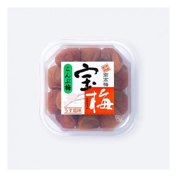 樽貯蔵した皮の薄い、肉厚の紀州南高梅を、北海道産の昆布を使用した調味液にじっくり漬け込み、風味豊かでまろやかに仕上げました。こんぶの旨味が広がる味わい深い梅干しです。■ 内容量：160g■ 粒の大きさ：約2L■ 塩分：約11%■ 美味しさ基...
