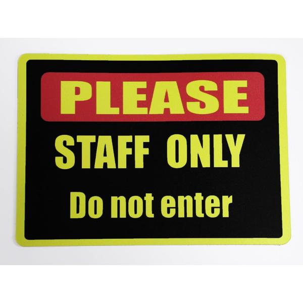 『STAFF ONLY DO NOT ENTER』 スタッフオンリー 関係者以外立入禁止の注意を促すマグネットシートです。 英語表記なので、日本人のみならず海外・外国人の人にも理解しやすいです。スタッフ、関係者以外立入禁止の場所の表示や危険...