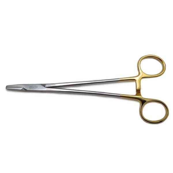 【小さめの縫合針の把持に】メーヨーへガール持針器(TC付) 20.0cm○ 把持する部分が超硬チップなので、とても長持ちします。（Tungsten Carbideチップ）○ 長さは、16cm, 18cm, 20cmの３種類があります。（手術...