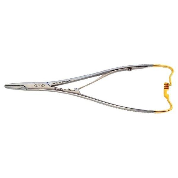 F式マッチュウ持針器(TC付) 20.0cm NS0891○ ラチェット部に、手術手袋の巻き込みを防止するための    切り込みがついています。○ グリップタイプで把持する持針器です   （確実な把持ができます）○ 把持する部分が超硬チップ...