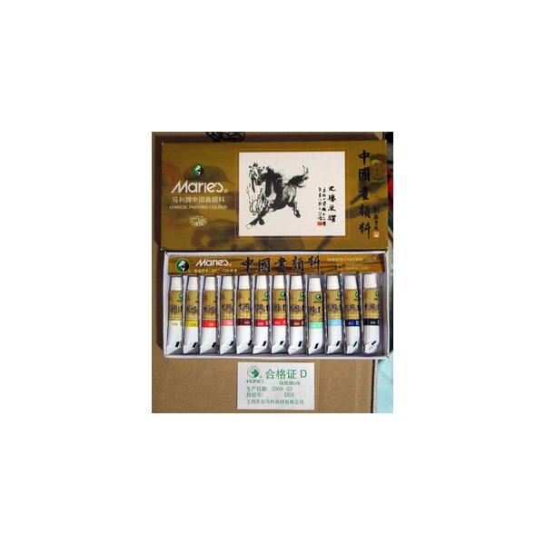 中国の伝統的な水墨画顔料「馬利（Marie's)」の絵具セットです。天然鉱物を原料としており、墨との相性もよい絵具です。水墨画のみならず、日本画、水彩画、絵手紙などにもぜひお試しください。【画材】サイズ・容量5mlチューブx12色規格■生産...