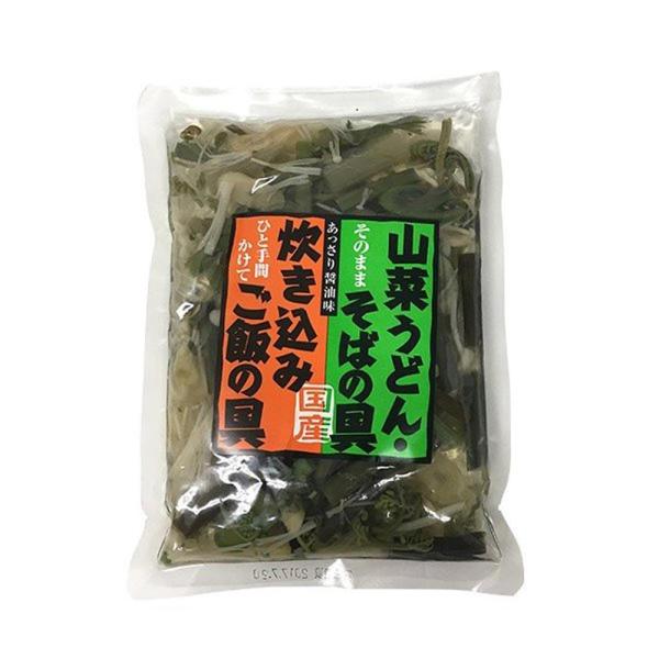 そのまま山菜うどん・そばの具に。ひと手間かけて炊込みご飯の具材に。国産原料を使用した、飛騨の人が大好きな山菜の水煮です。あっさり醤油味がついています。わらび、えのき茸、竹の子、ふき、うど、水菜の具材が入っています。