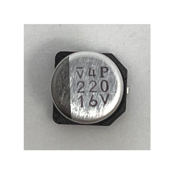 製品概要：アルミ電解コンデンサ　メーカー：ニチコン静電容量：220uF定格電圧：16V許容誤差：±20％実装タイプ：SMTサイズ：φ6.3