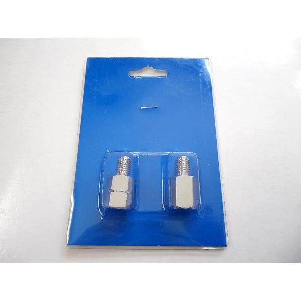 ★ミラーアダプター 10mm逆ネジ+ 正ネジ SET　【六角：メッキ仕様】