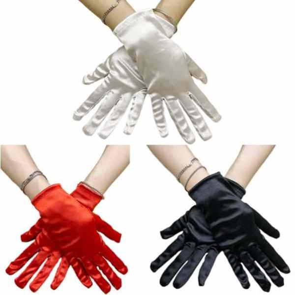 【お取り寄せ商品】23cm　サテン生地　大人用ショート手袋　フォーマルグローブ【3色】ダンス衣装　キッズ　大人用　ジュニア　子供　仮装　お遊戯会　音楽会　ダンス発表会　舞台　ステージ演出用　フィンガーレス　アームカバー プリンセス　コスプレ...