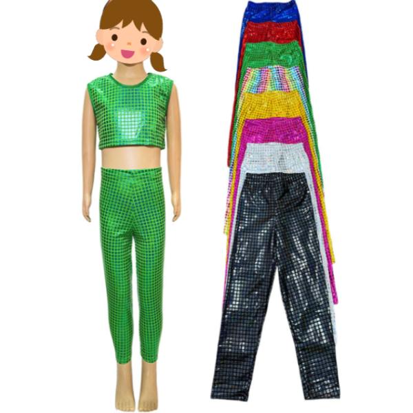 【動画あり・お取り寄せ品】素材：ポリエステルセット内容：ロングタイツカラー：8色商品説明：ロングタイツ、8色、9サイズに展開。ゆったりのシルエットはとても動きやすくて、ダンスなど大きな動きに最適。パール風メタリック生地は表面にプリントコーテ...